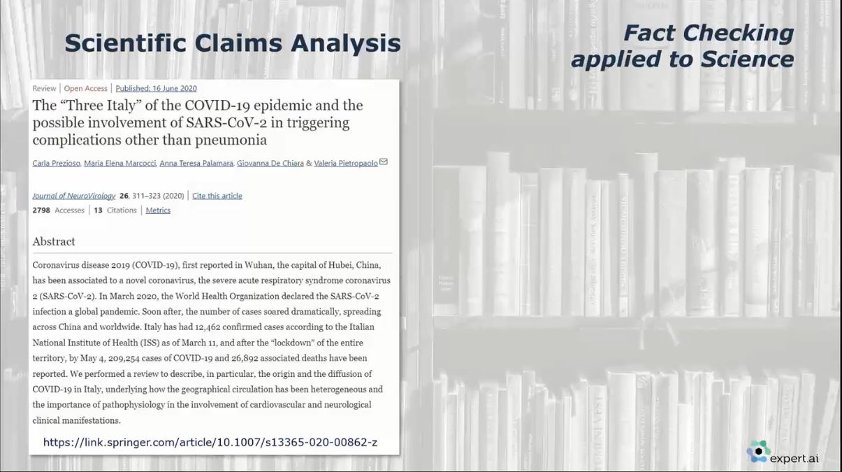 SNAPSHOT: Scientific Claims Analysis - expert.ai | expert.ai SNAPSHOT: Scientific Claims Analysis - expert.ai | expert.ai